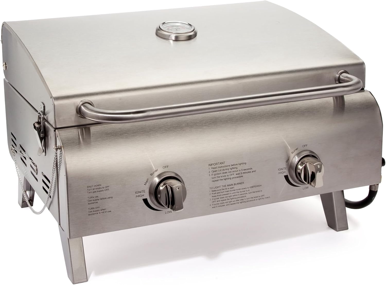 Chef's Style Tabletop Portable Propane Gas Grill with Dual Burners ...