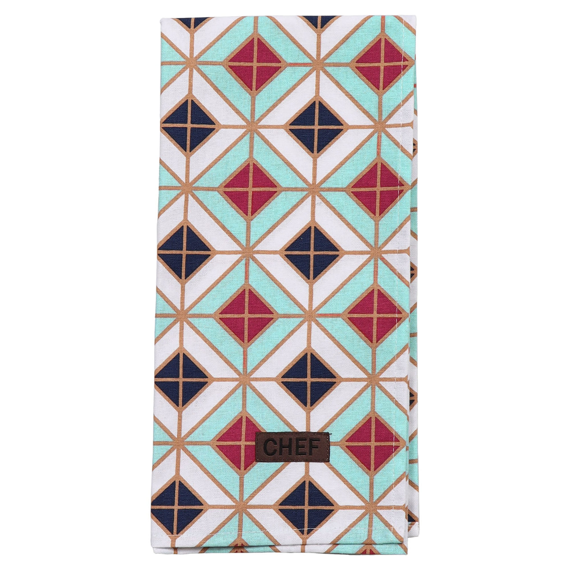 Chef's Vibrant Geometric Design Cotton Kitchen Towel - 28x20 Inch ...