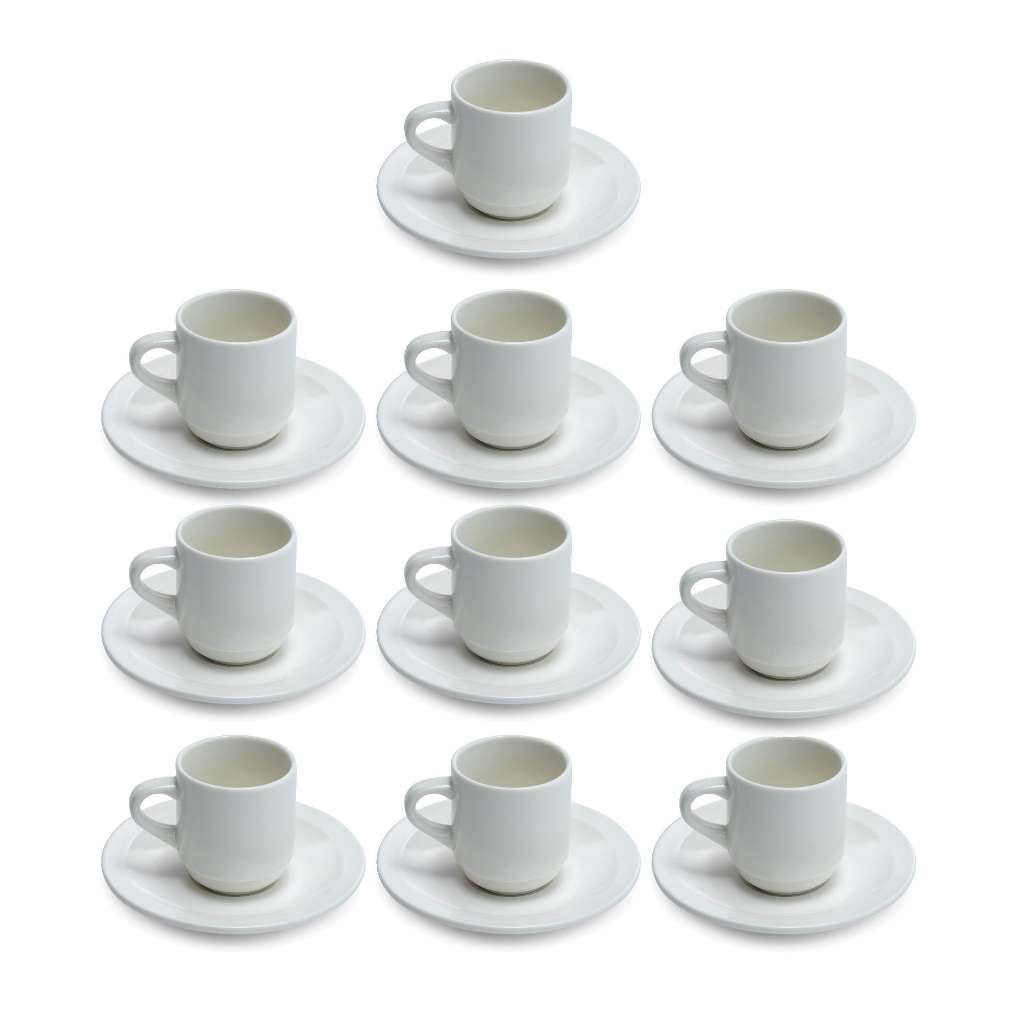 ChefWave 3oz Ceramic Tiara Espresso Cup and Saucer Set (10-Pack ...