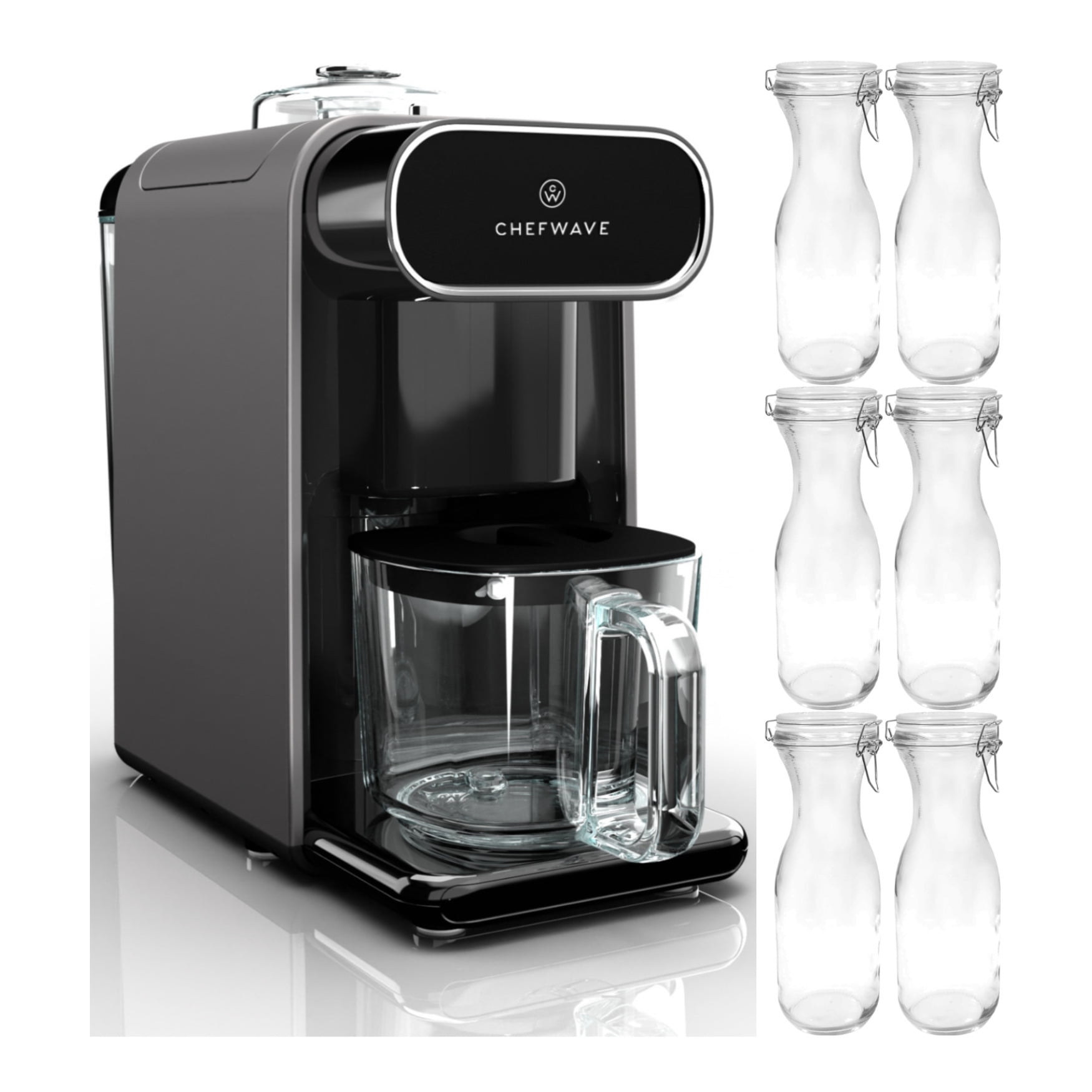 ChefWave Milkmade Non-Dairy Milk Maker (Silver/Black) with Glass ...