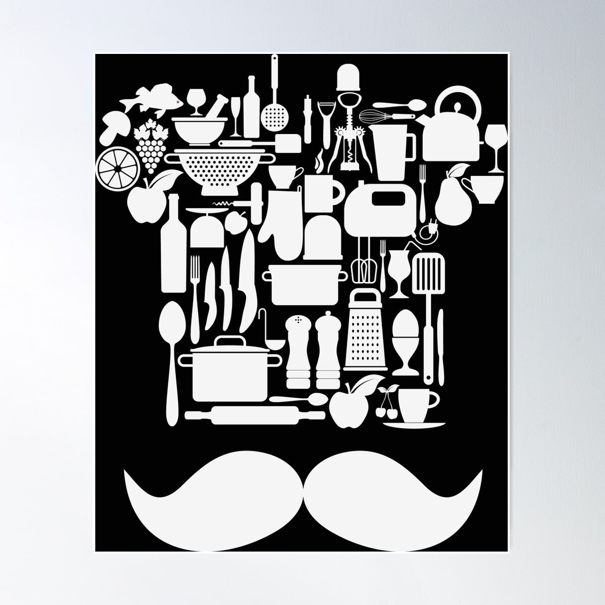 Cheff Mustaches Poster Wall Art, Modern Wall Decor For Living Room ...