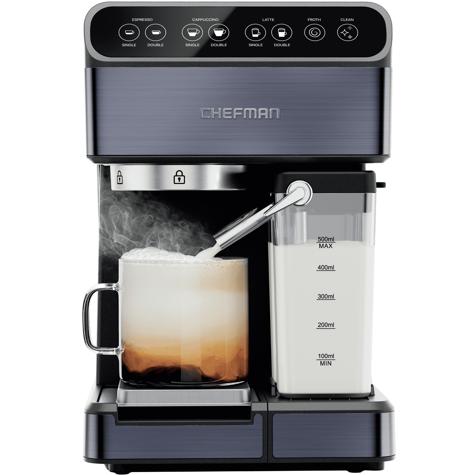 Chefman Barista Pro Plus Espresso Machine w/ Milk Frother, 20 Bar Pump ...