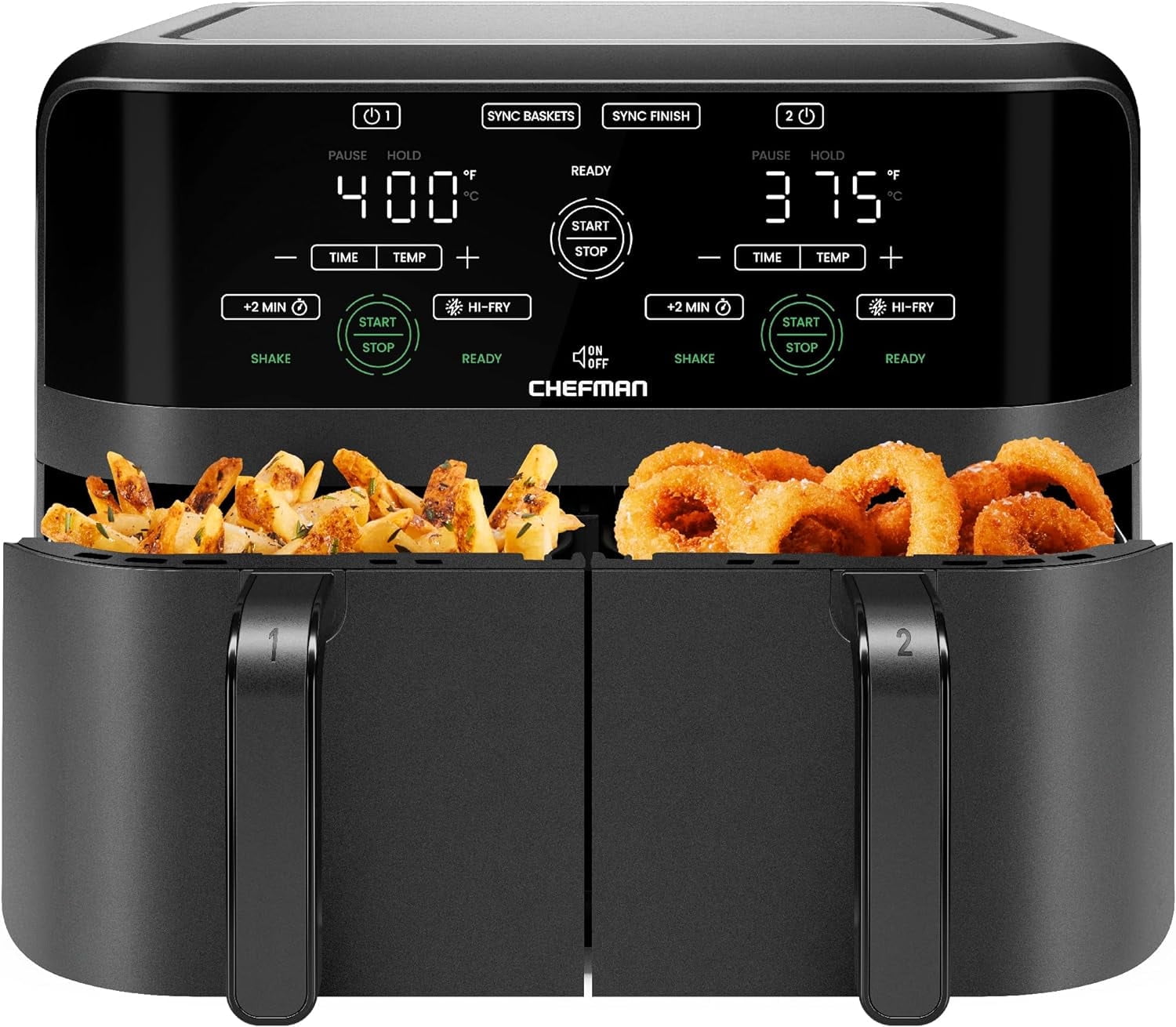 Open Box Chefman Dual Basket Air Fryer w/ Digital Touchscreen, 2 ...