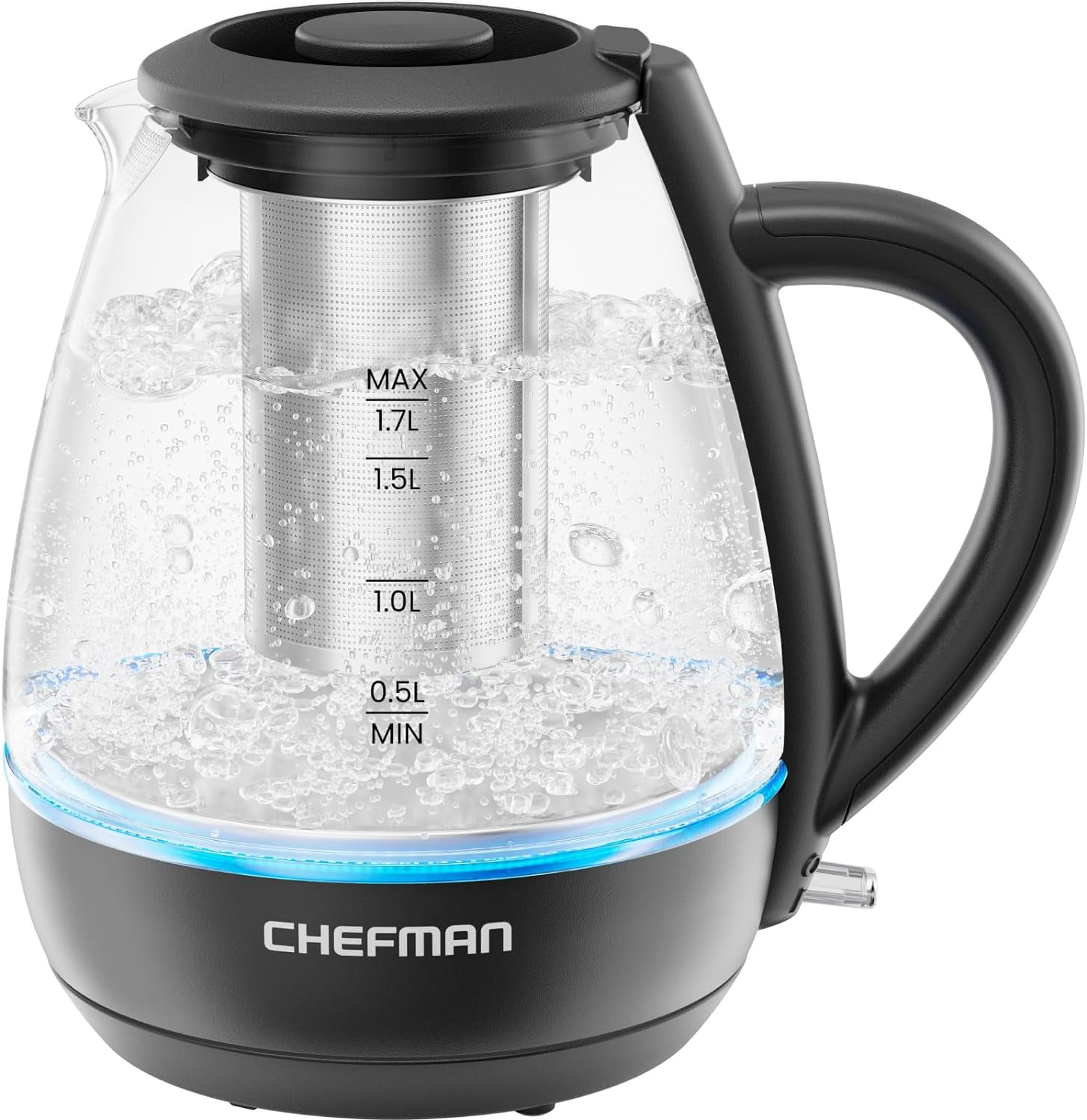 Chefman 1.7L Electric Glass Kettle w/Infuser, Fast Boiling, Auto shut ...