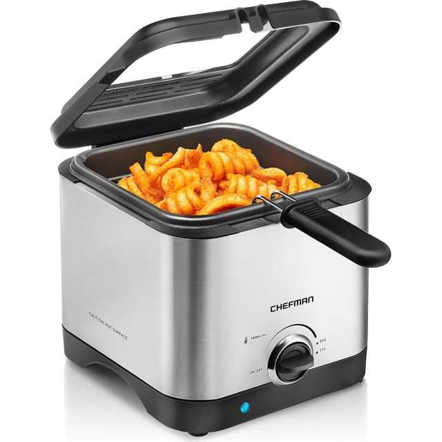 Chefman Fry Guy 1.5L Kitchen Deep Fryer Machine w/ Basket & Adjustable ...