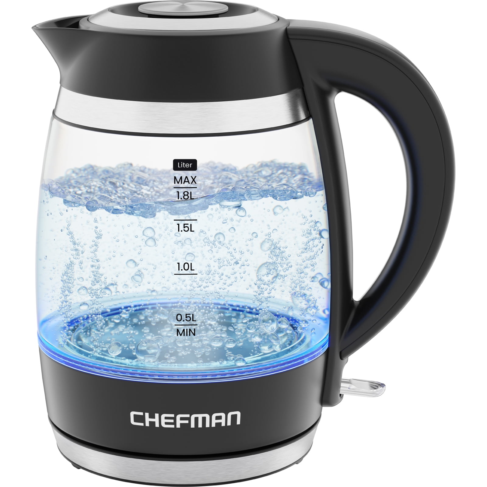 Chefman Rapid-Boil 1.8L Electric Kettle w/ Removable Lid and LED ...