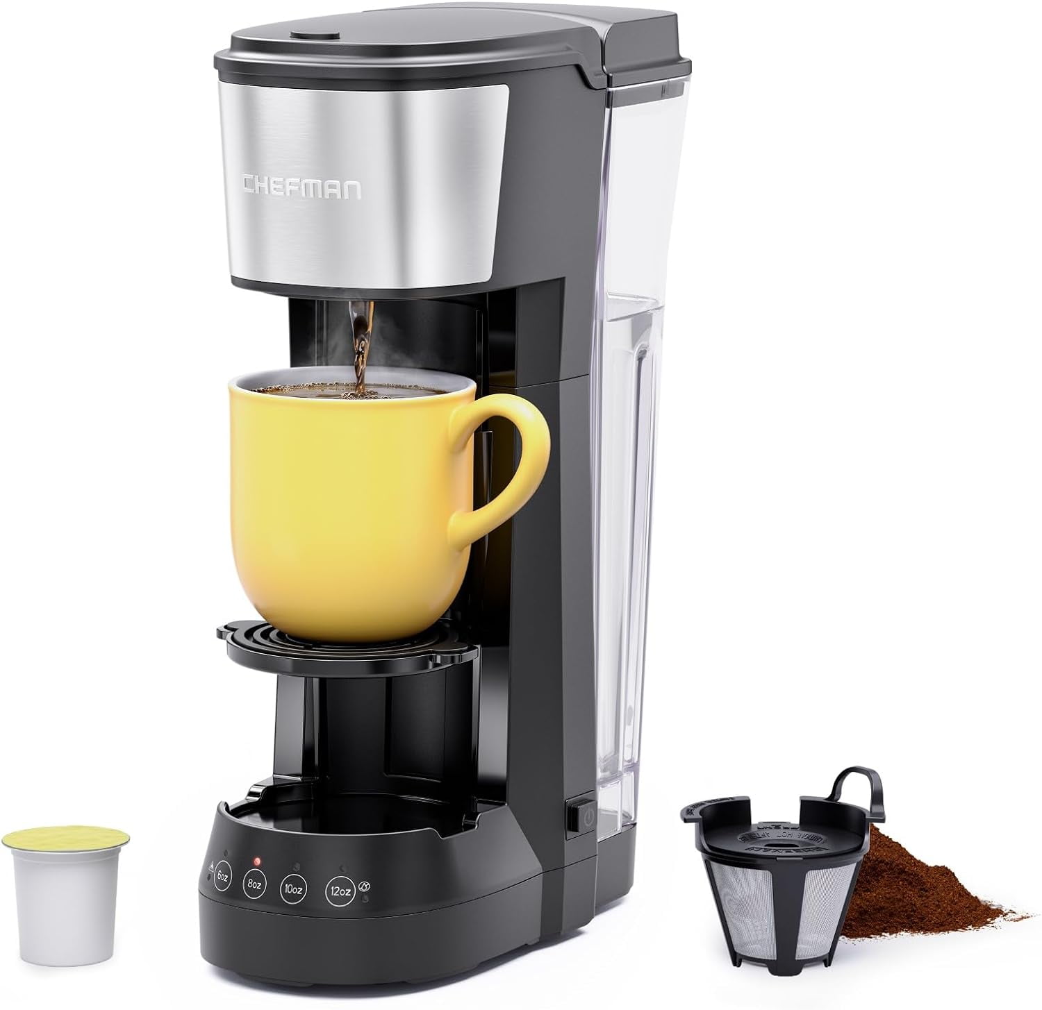 Chefman Single Serve Coffee Maker, K Cup Coffee Machine: Compatible ...