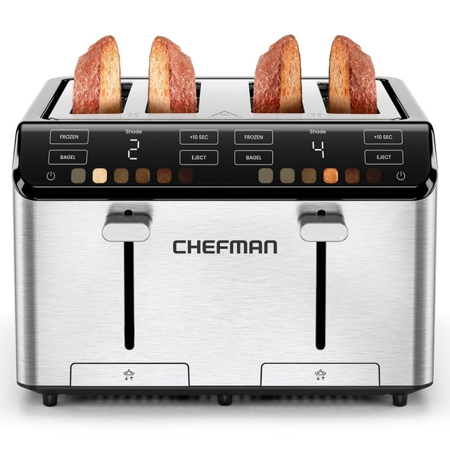 Chefman 4 Slice Toaster w/ Touchscreen Shade Settings, Stainless Steel ...