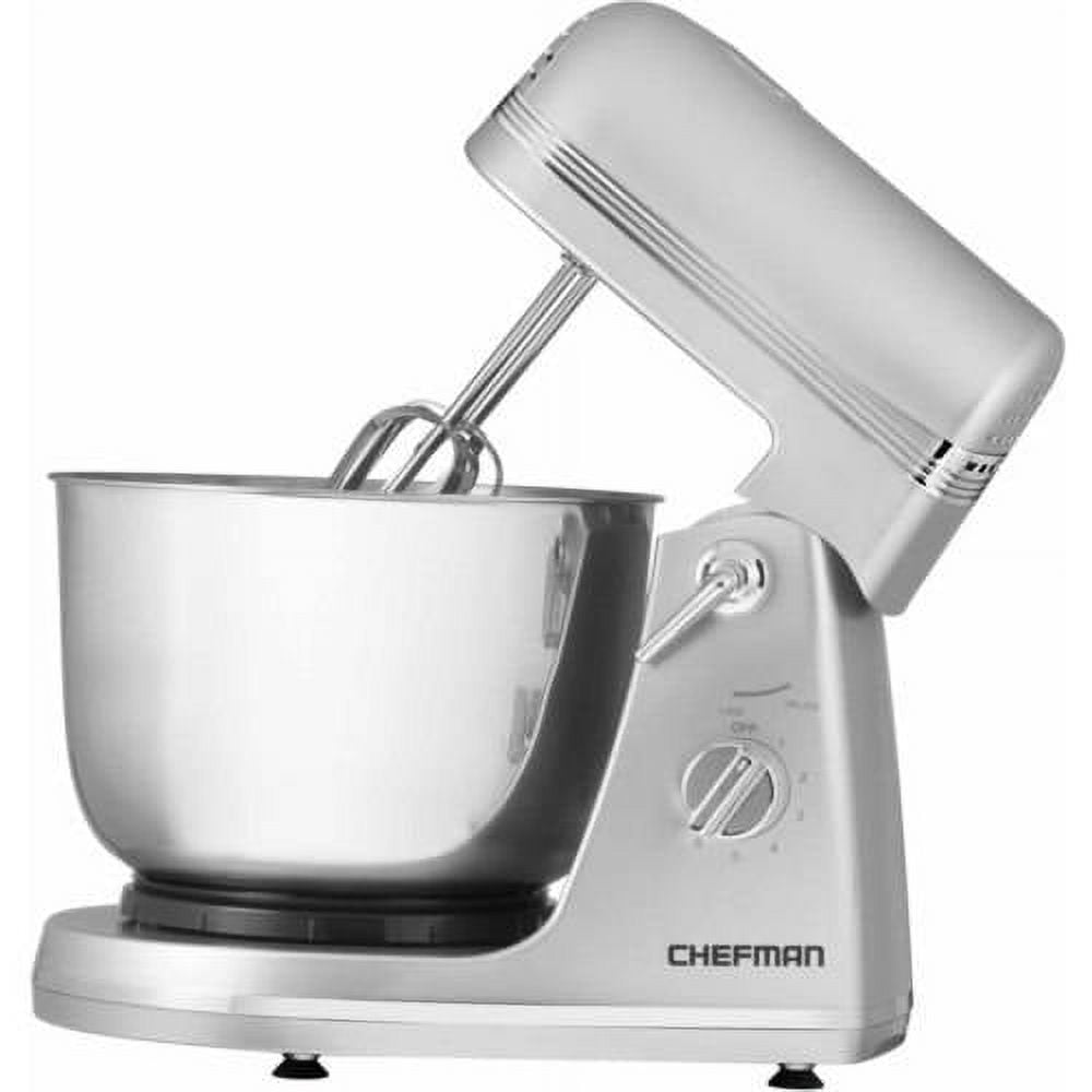 Chefman - Stand Mixer with Stainless Steel Bowl, 300 Watts, Silver ...