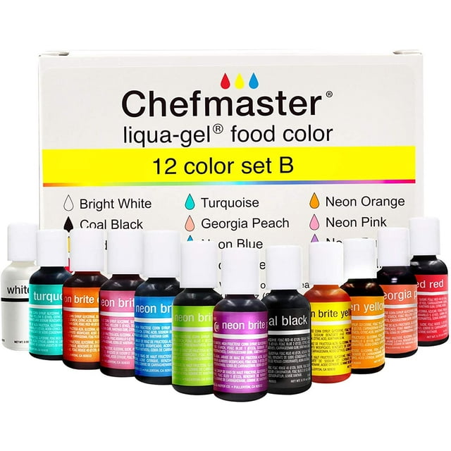Chefmaster 12 Color Liqua-Gel Cake Food Coloring Multipack - Assorted ...