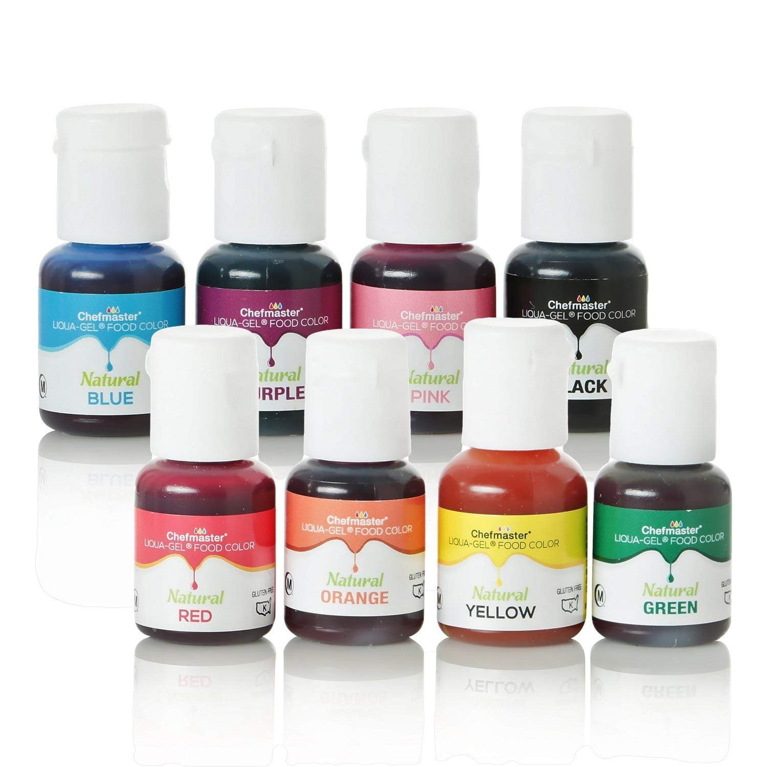 Chefmaster Liqua-Gel Food Color 8-Pack All Natural Food Coloring ...