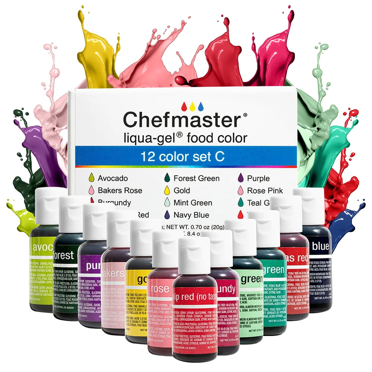 Chefmaster - Liqua-Gel Food Coloring - 12 MDH1Color Set C - Fade ...