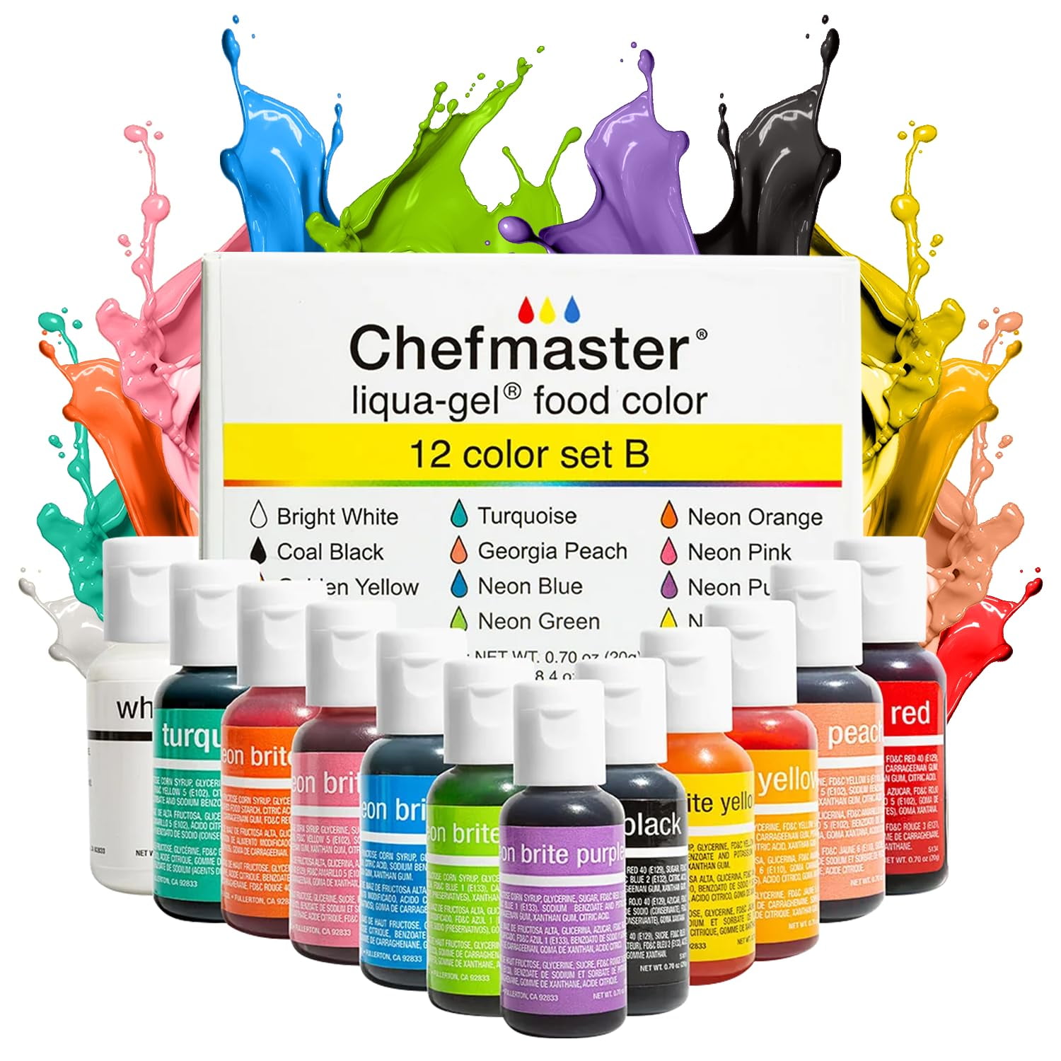 Chefmaster - Liqua-Gel Food VTF5 Coloring - 12 Color Set B - Fade ...