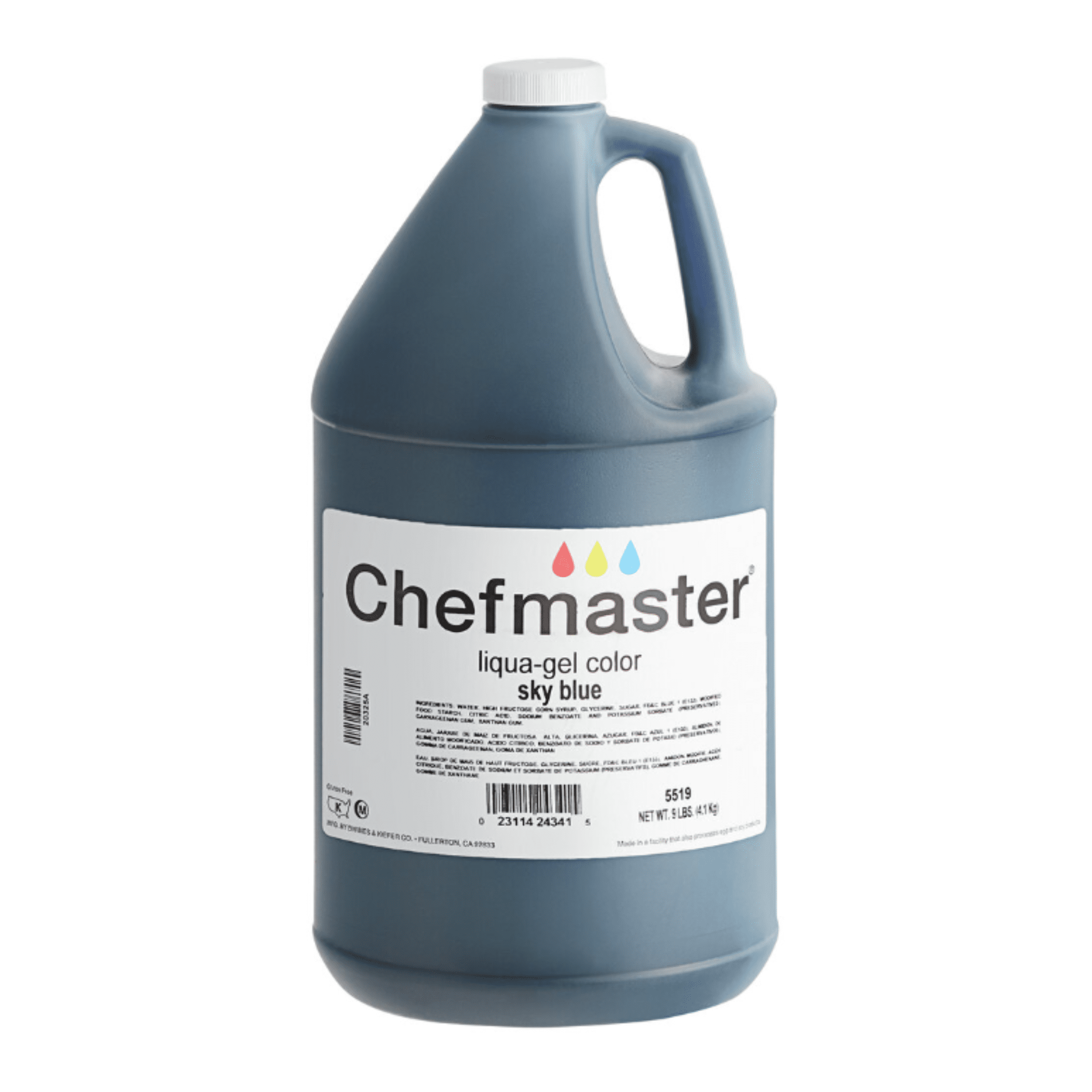 Chefmaster Sky Blue Liqua-Gel Food Color - Bulk Food Service, 1 Gallon ...