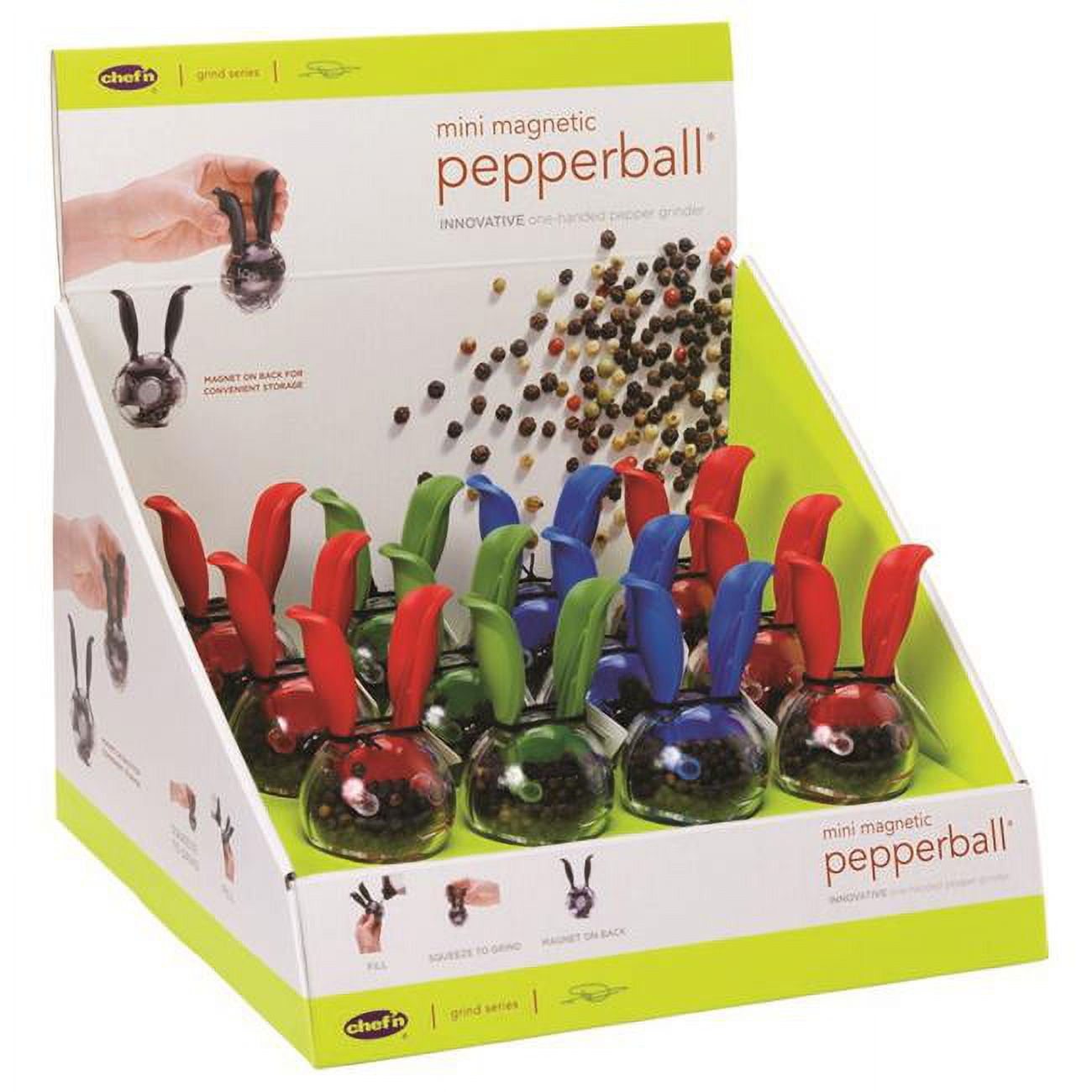 Chefn 6455778 Assorted Color Mini Magnetic Pepperball - Case of 12 ...