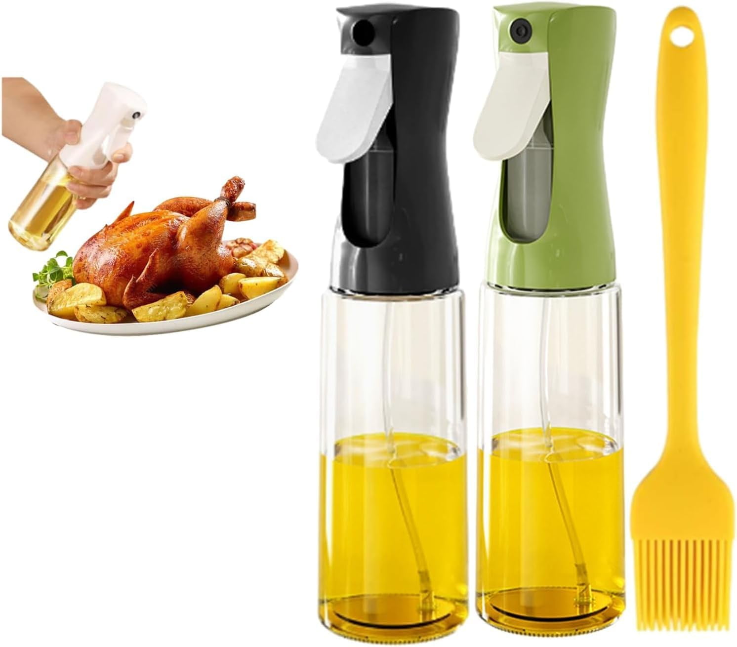 Chefologist Glass Oil Sprayer, 2 in 1 Oil Dispenser and Oil Sprayer ...