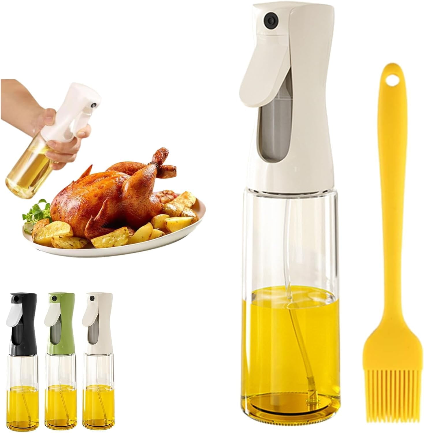 Chefologist Glass Oil Sprayer, 2 in 1 Oil Dispenser and Oil Sprayer ...