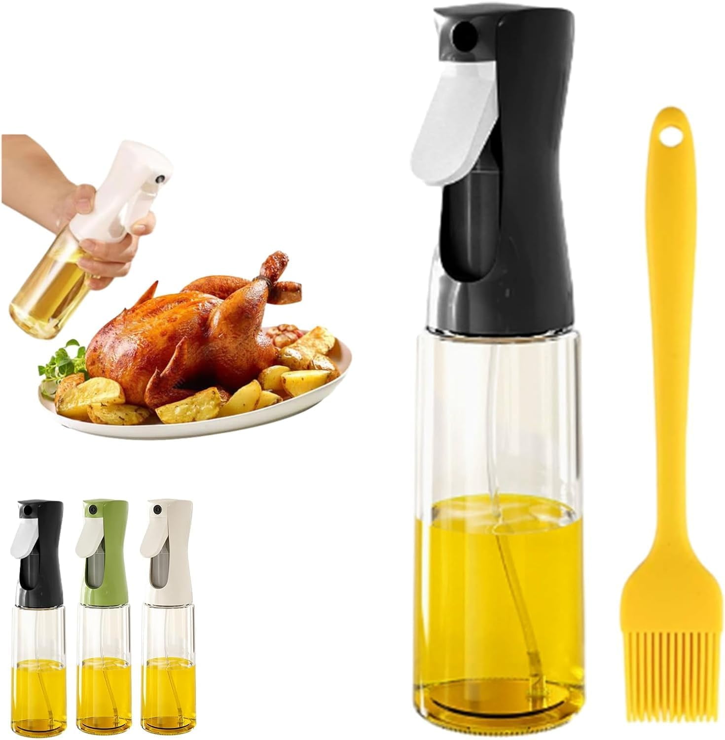 Chefologist Glass Oil Sprayer, 2 in 1 Oil Dispenser and Oil Sprayer ...