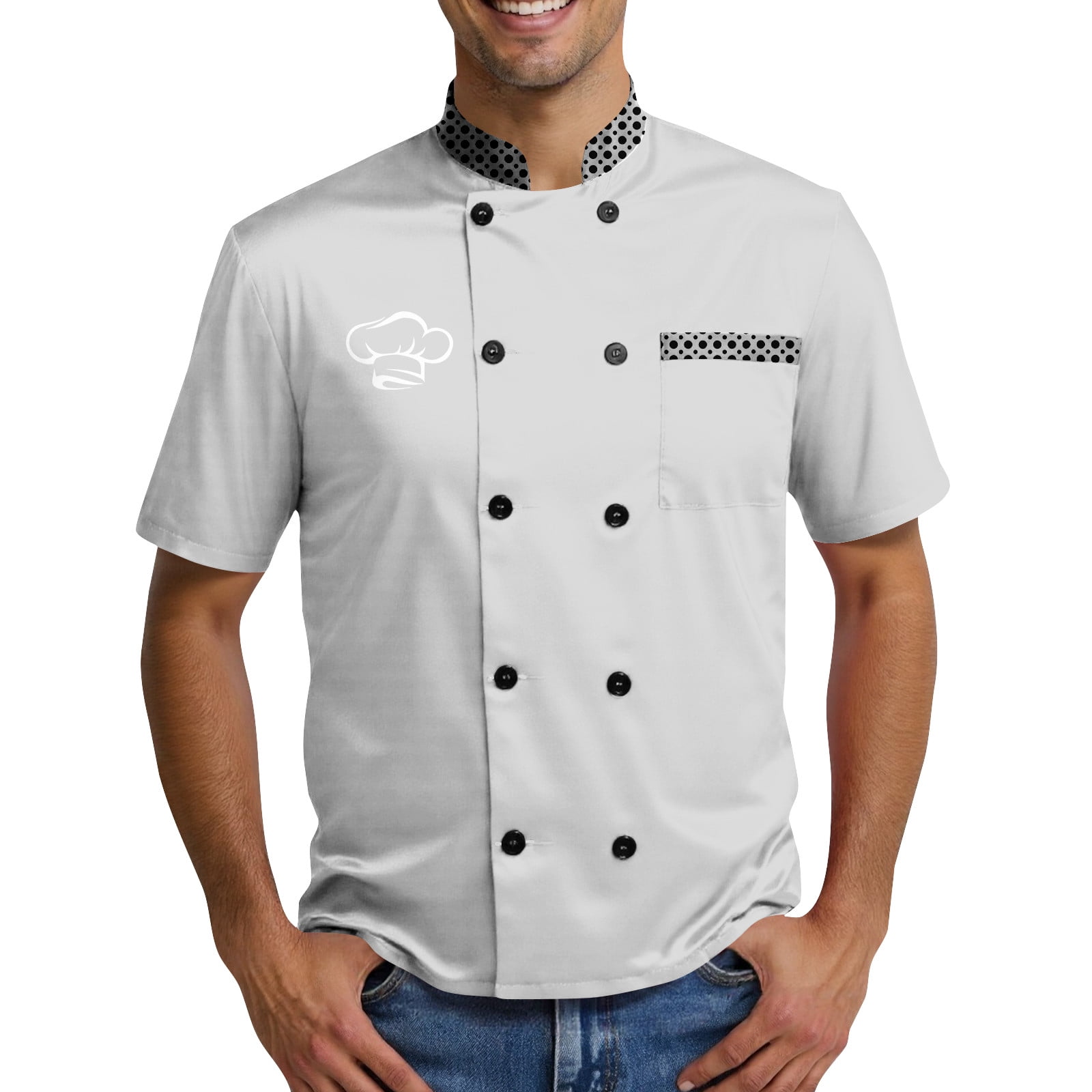 Chefs Coat Professional Chef Jacket Short Sleeve Double-Breasted ...