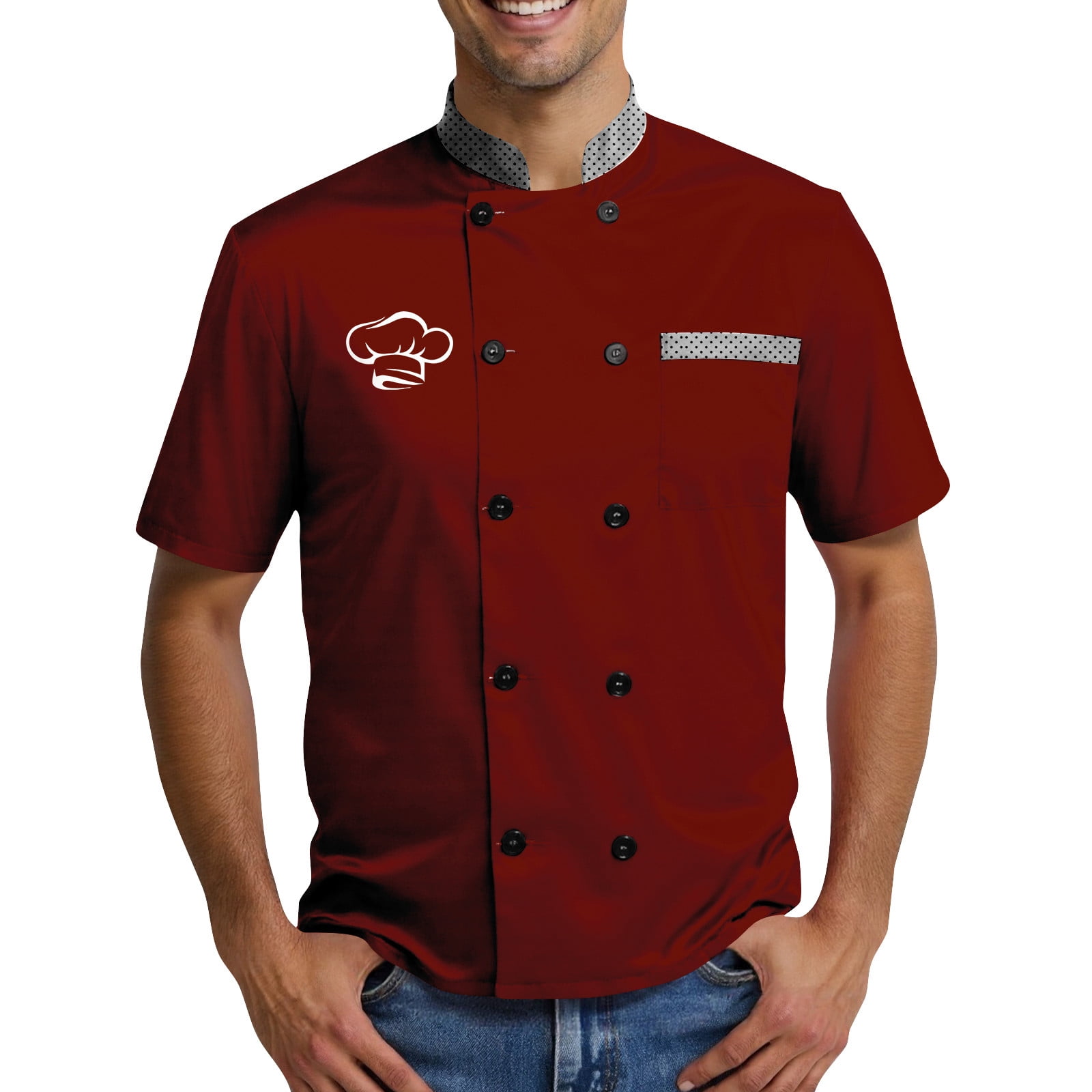 Chefs Coat Professional Chef Jacket Short Sleeve Double-Breasted ...