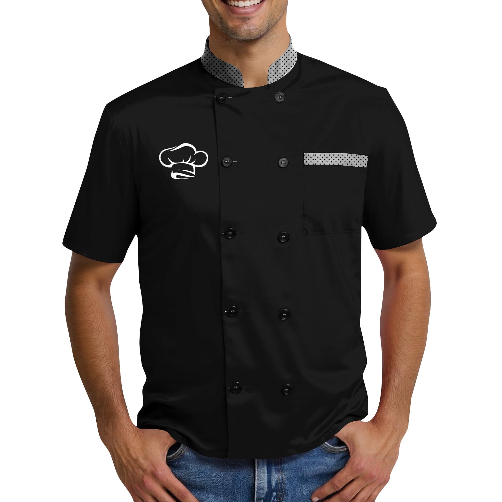 Chefs Coat Professional Chef Jacket Short Sleeve Double-Breasted ...