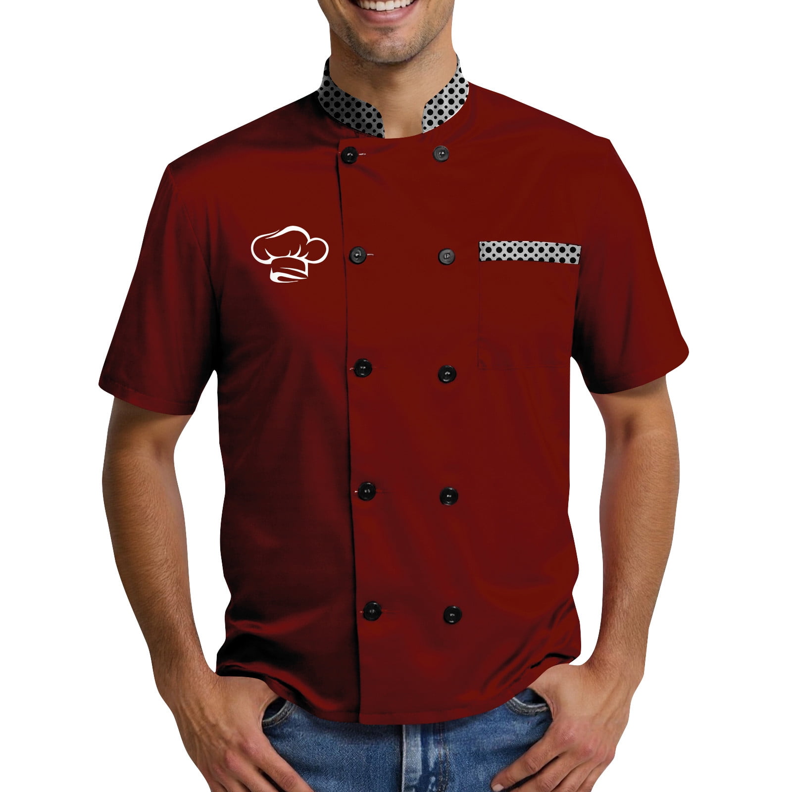 Chefs Coat Professional Chef Jacket Short Sleeve Double-Breasted ...
