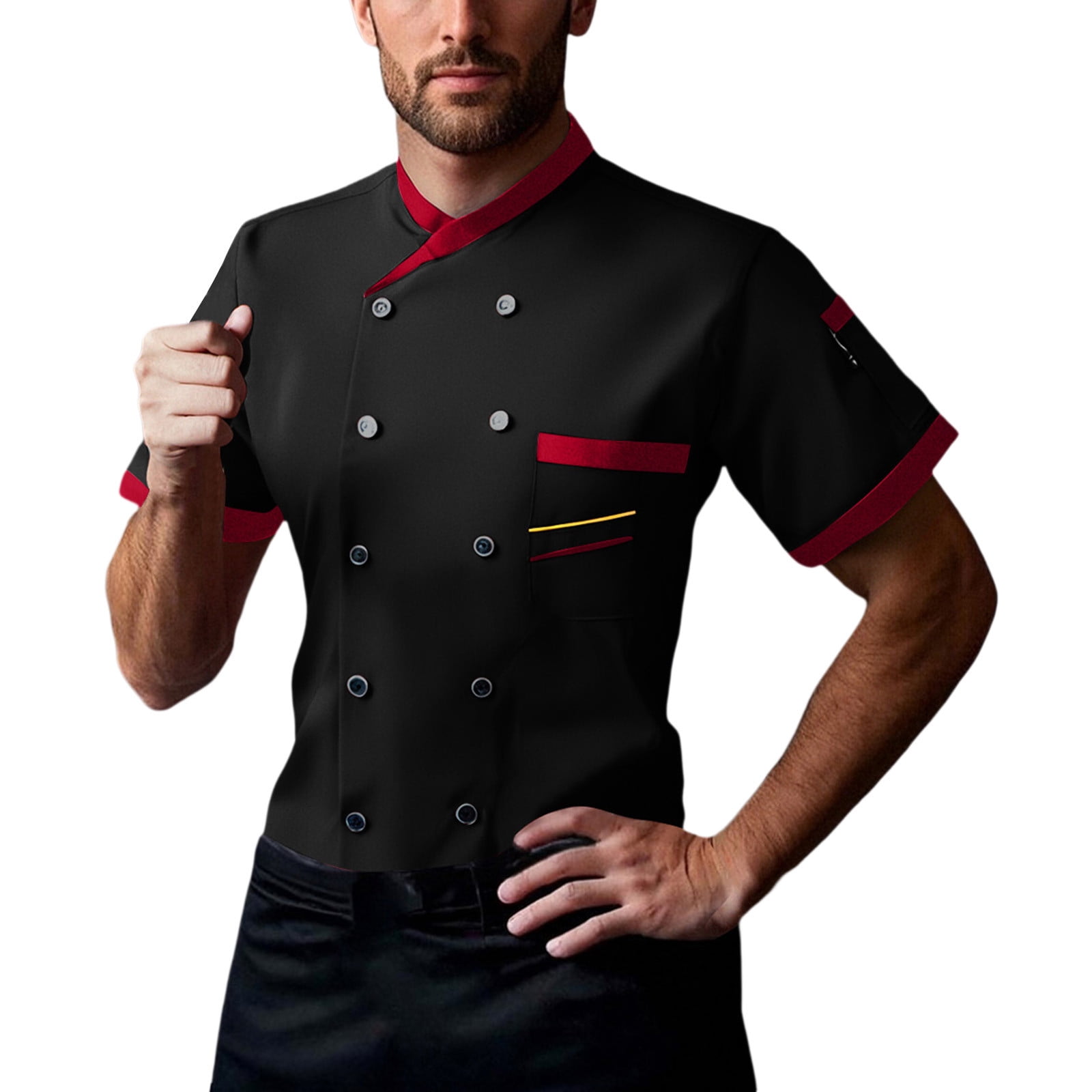 Chefs Coat Unisex Chef Jacket Breathable Solid Hotel Restaurant Work ...