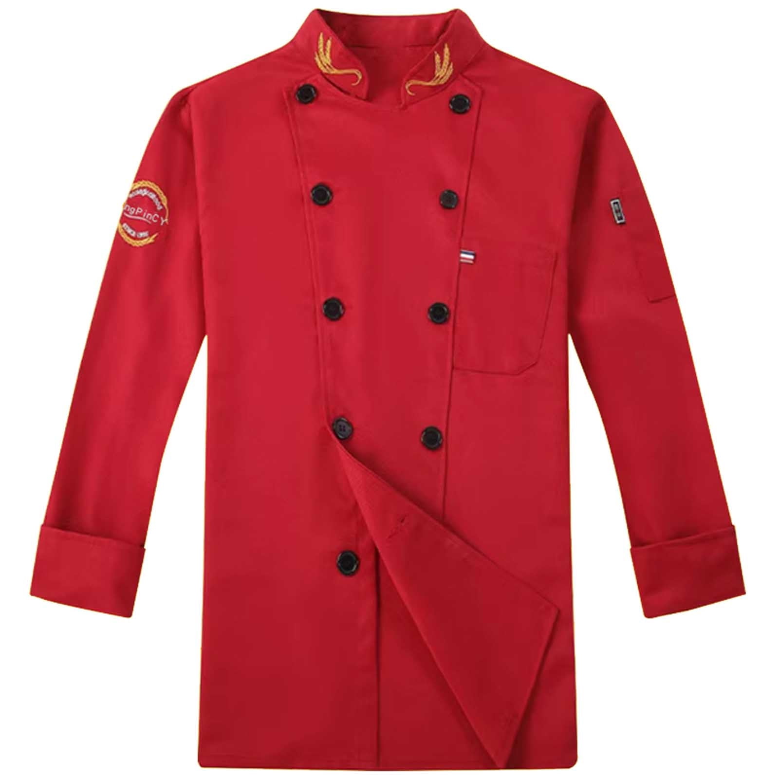 Chefs Coat Unisex Chef Jacket Breathable Solid Hotel Restaurant Work ...
