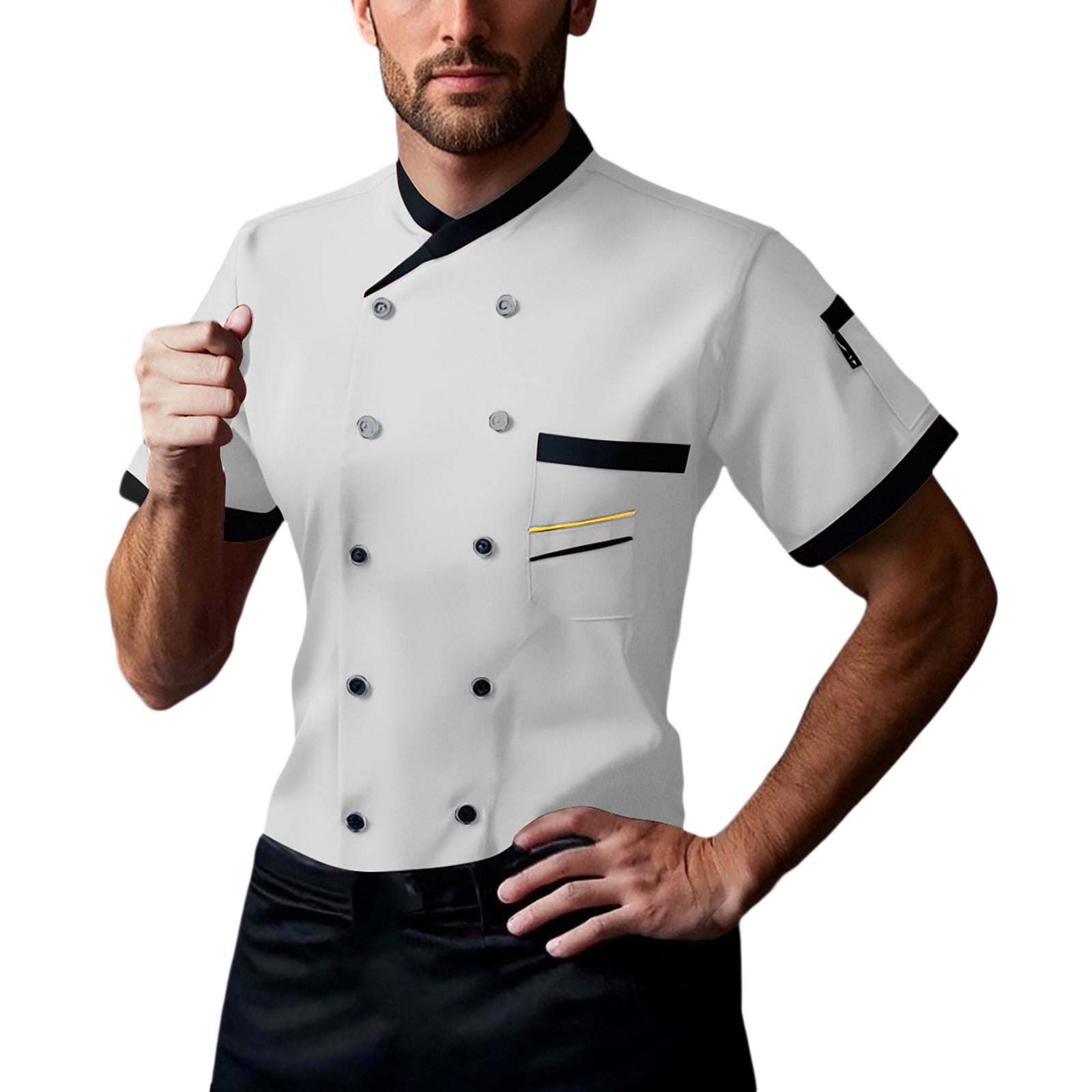Chefs Coat Unisex Chef Jacket Breathable Solid Hotel Restaurant Work ...