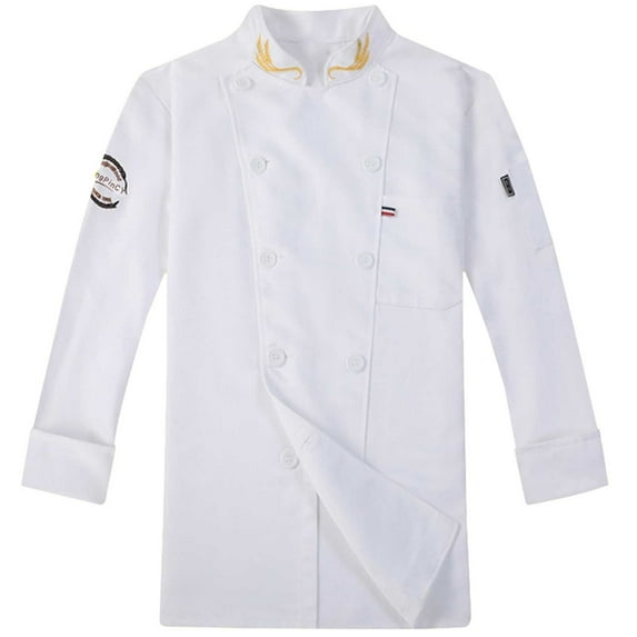 Chefs Coat Unisex Chef Jacket Breathable Solid Hotel Restaurant Work ...
