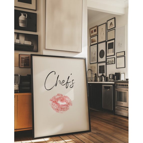 Chefs kiss artwork, 70s style kitchen poster, Retro kitchen artwork ...