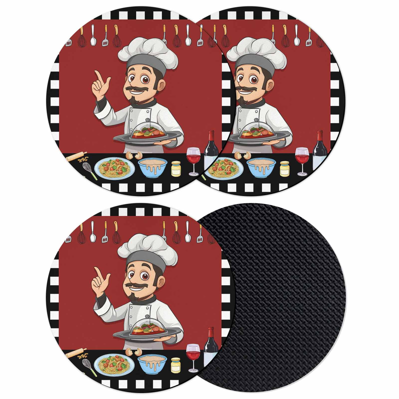 Cheg Red Coasters Set of 4, Soft Absorbent Coasters for Drinks, Black ...