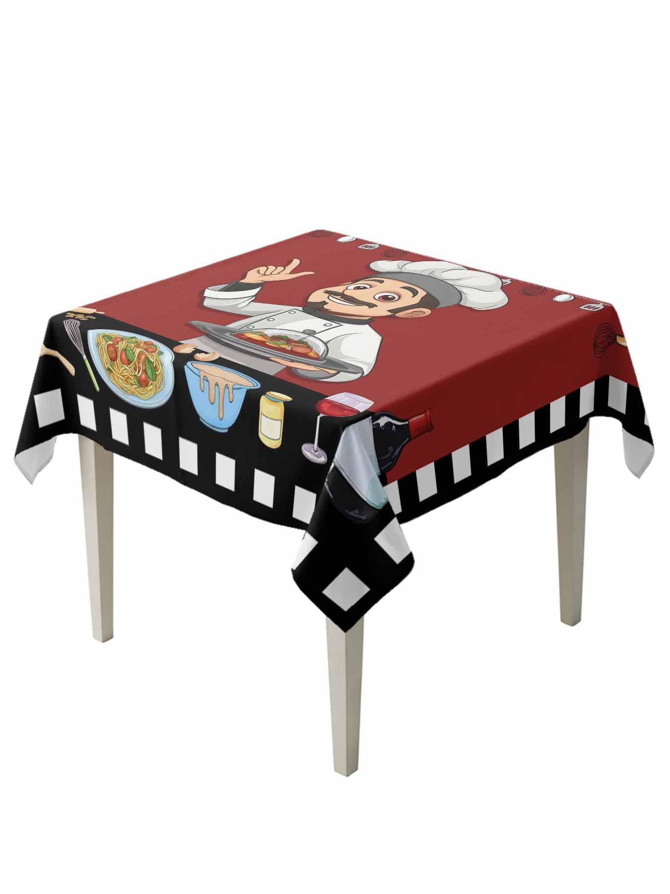 Cheg Red Table Cloth, Black White Check Buffalo Plaid Grid Lattice ...