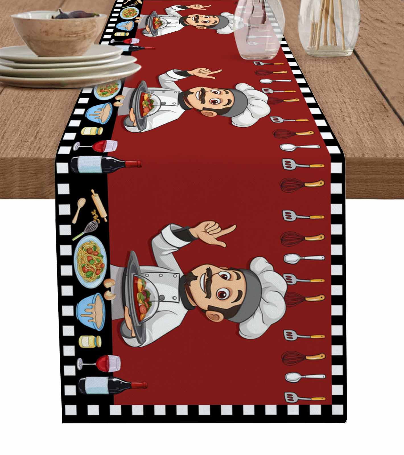 Cheg Red Table Runner 120 Inches, Black White Check Buffalo Plaid Grid ...