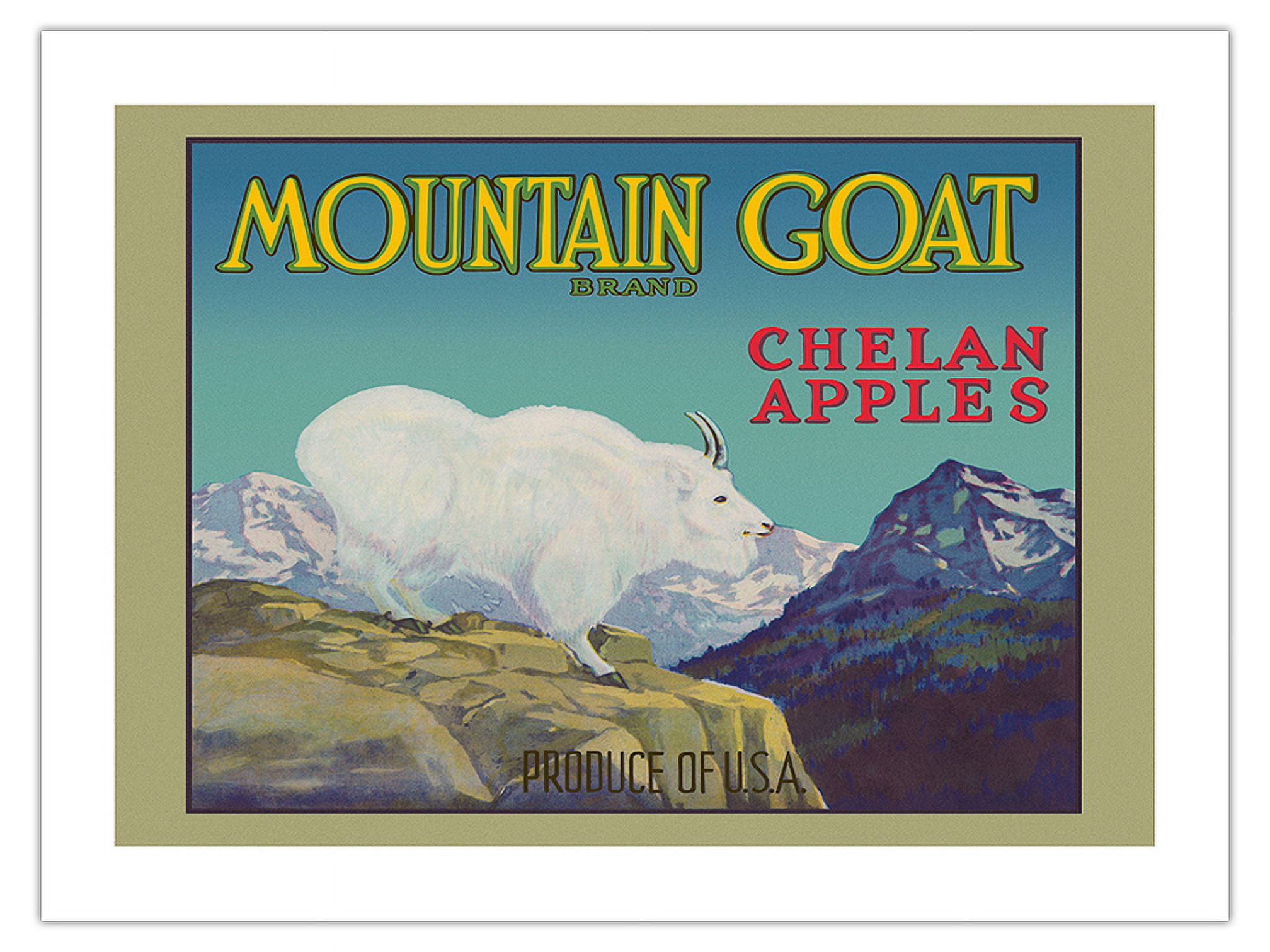 Chelan Apples - Mountain Goat Brand - Vintage Fruit Crate Label c.1930s ...