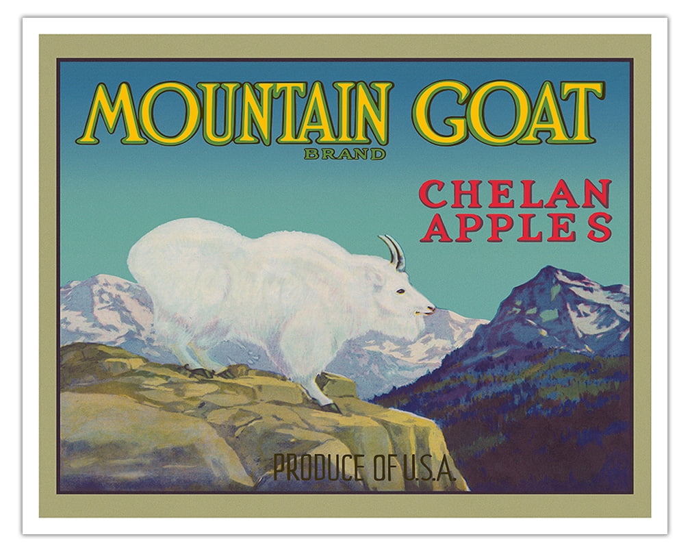 Chelan Apples - Mountain Goat Brand - Vintage Fruit Crate Label c.1930s ...