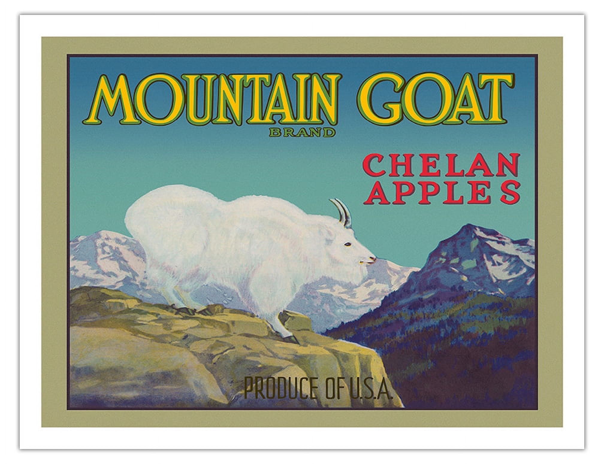 Chelan Apples - Mountain Goat Brand - Vintage Fruit Crate Label c.1930s ...