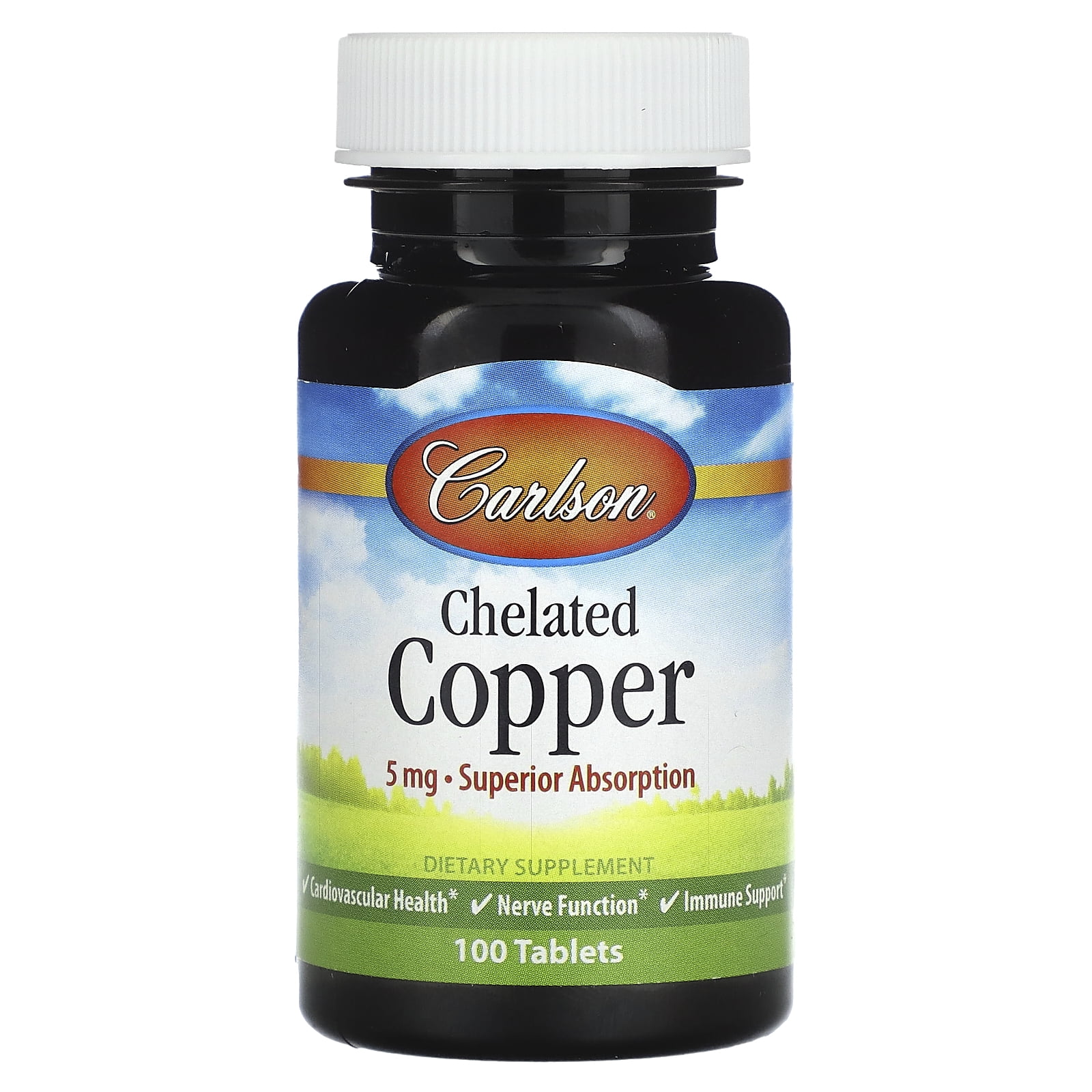 Chelated Copper , 5 mg , 100 Tablets, Carlson - Walmart.com