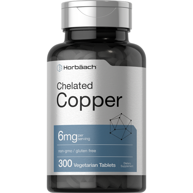 Chelated Copper 6mg | 300 Tablets | Vegetarian Formula | by Horbaach ...