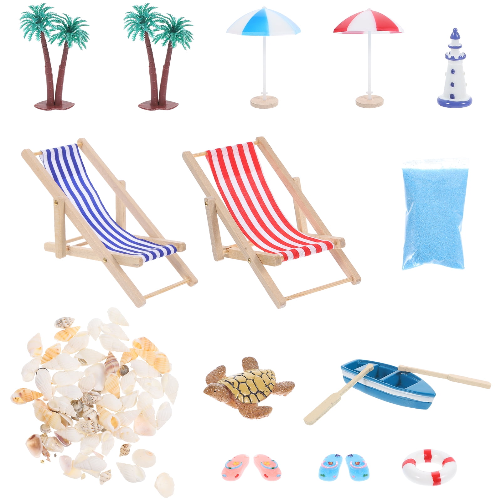 Chelige Beach Style Miniature Ornament,1 Set Doll House Beach Style ...