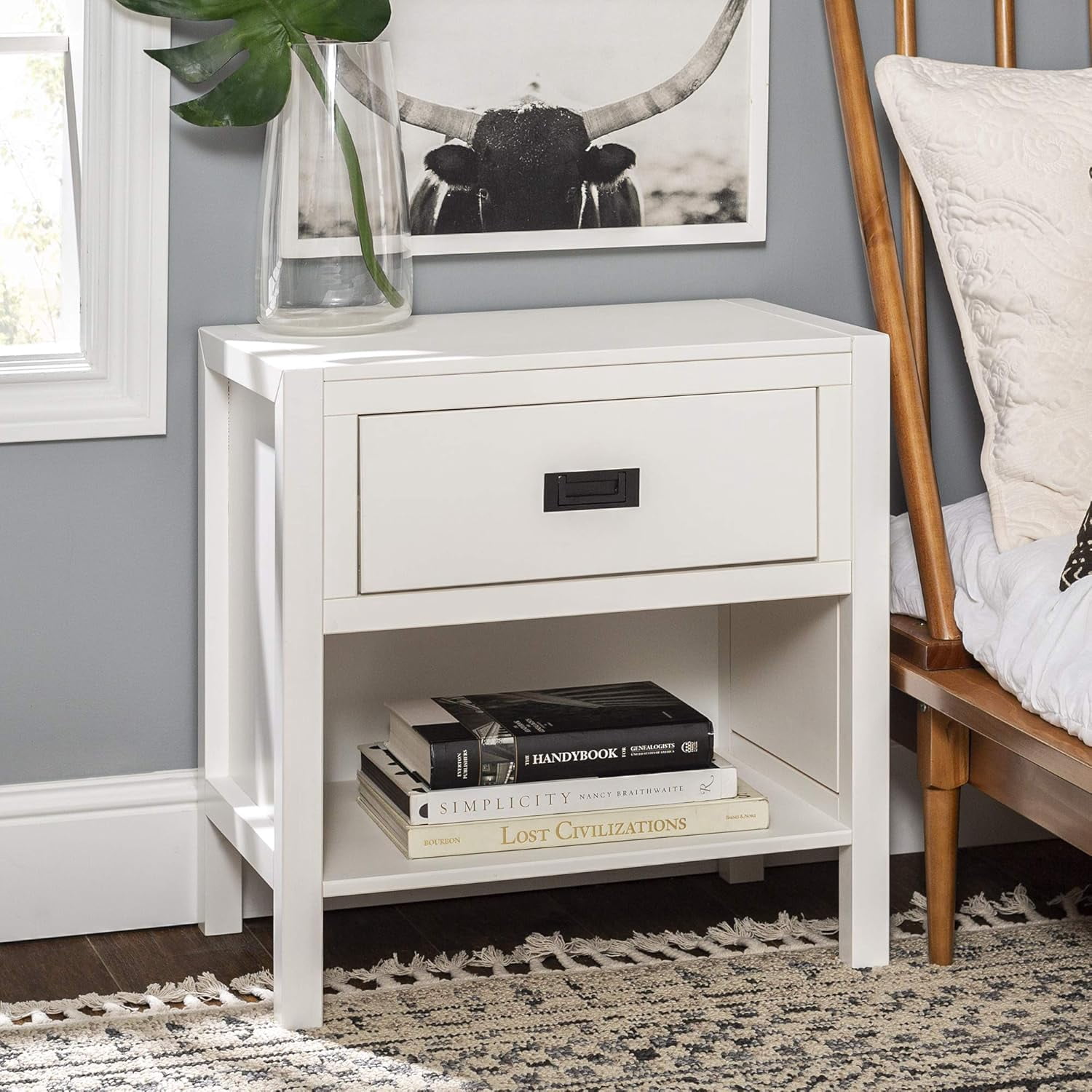 Chelsea Classic 2-Piece Solid Wood Open Cubby 1-Drawer Nightstand Set ...