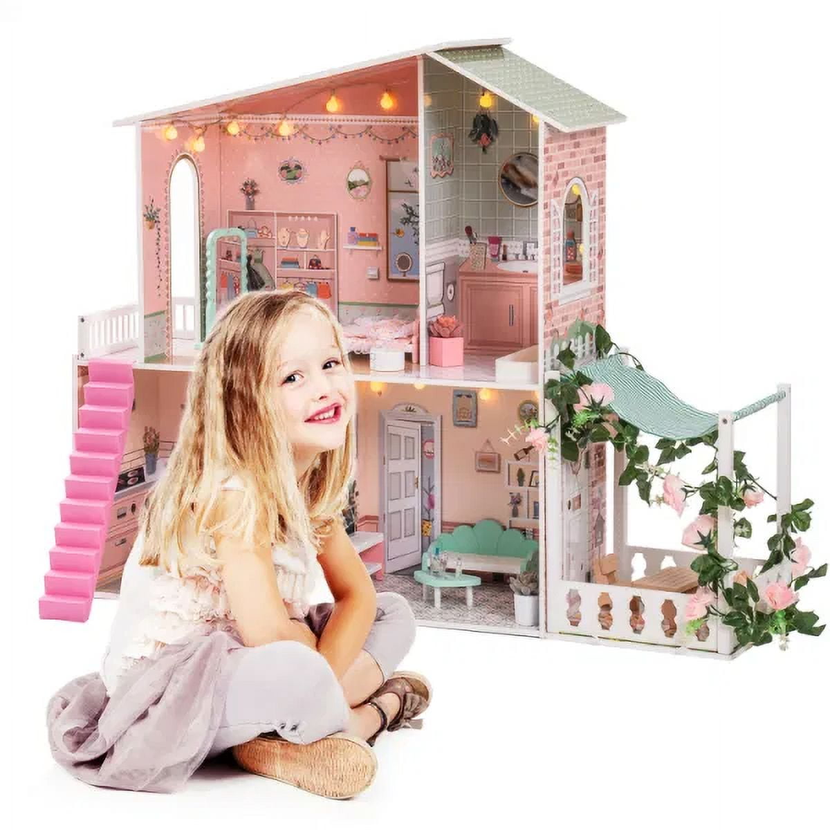 Chelsea Doll Cottage Wooden Dollhouse with 25 Accessories, Working ...