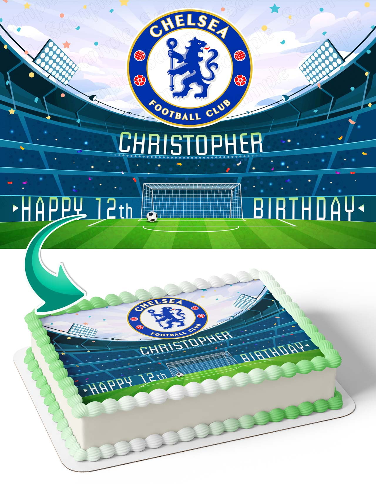 Chelsea FC Edible Cake Image Topper Birthday Cake Picture Photo Icing ...
