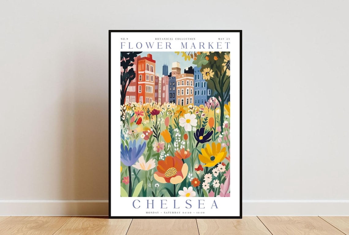 Chelsea Flower Market Poster, Yellow Flower Wall Art, Unframed Paper ...