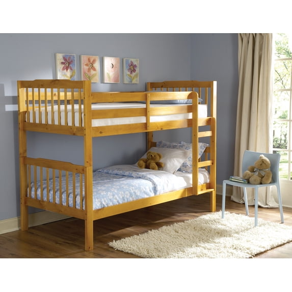 Free Shipping! Weston Home Twin over Twin Wood Bunk Bed, Honey Pine ...