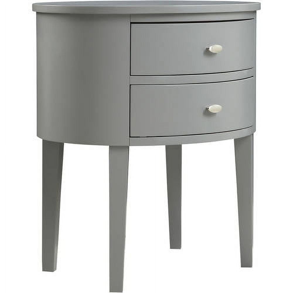 Chelsea Lane Frost Gray Oval Wood Side Table with Two Drawers - Walmart.com