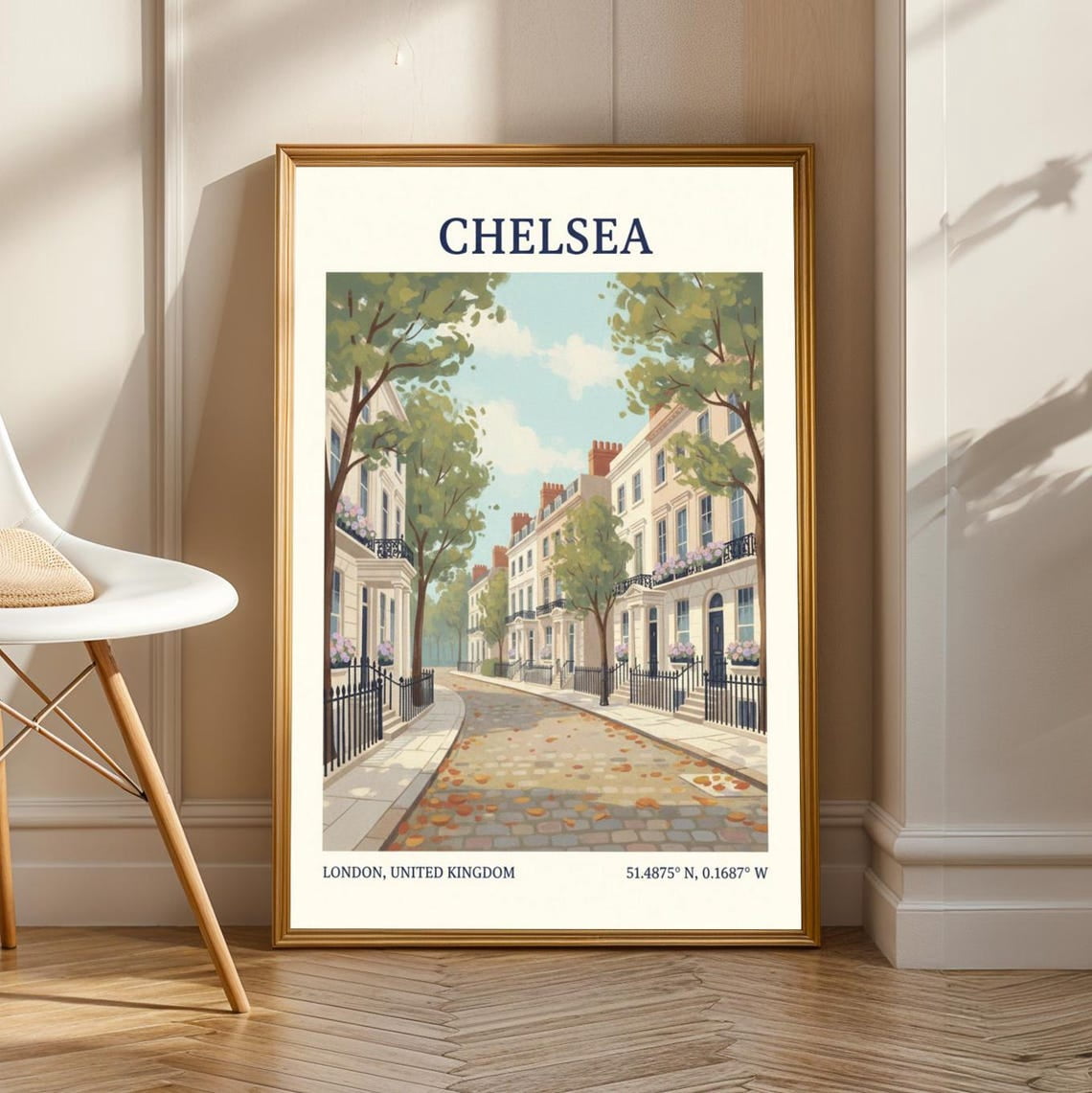 Chelsea London Street Poster – Green And Blue Urban Landscape ...