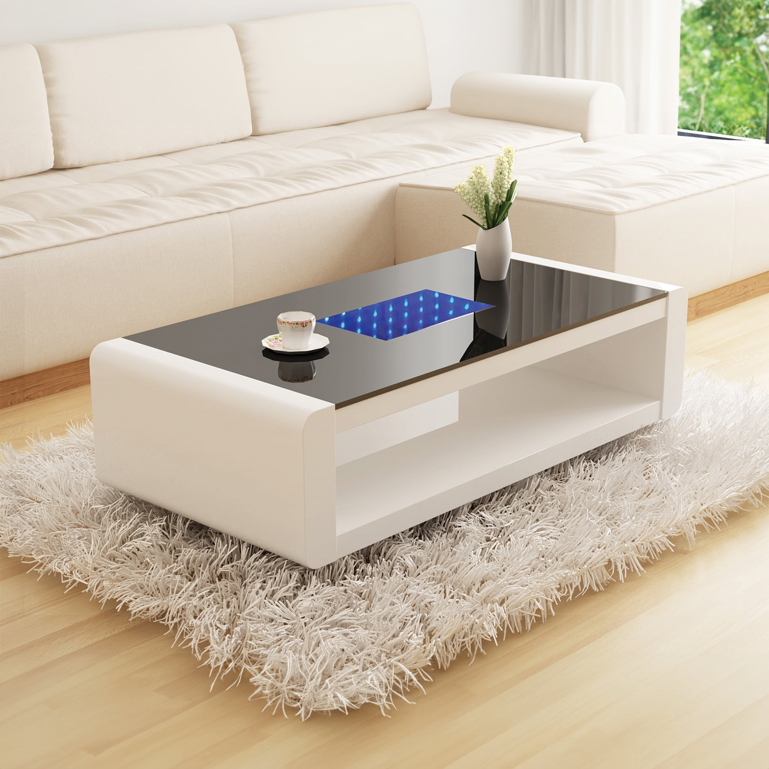 Chelsea Modern & Contemporary LED Coffee Table with Glossy Finish for ...
