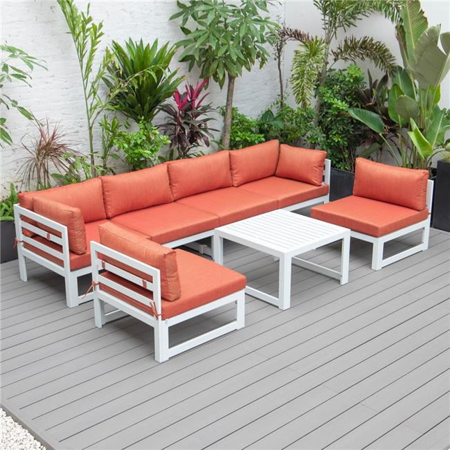 Chelsea Patio Sectional & Coffee Table Set for White Aluminum with ...