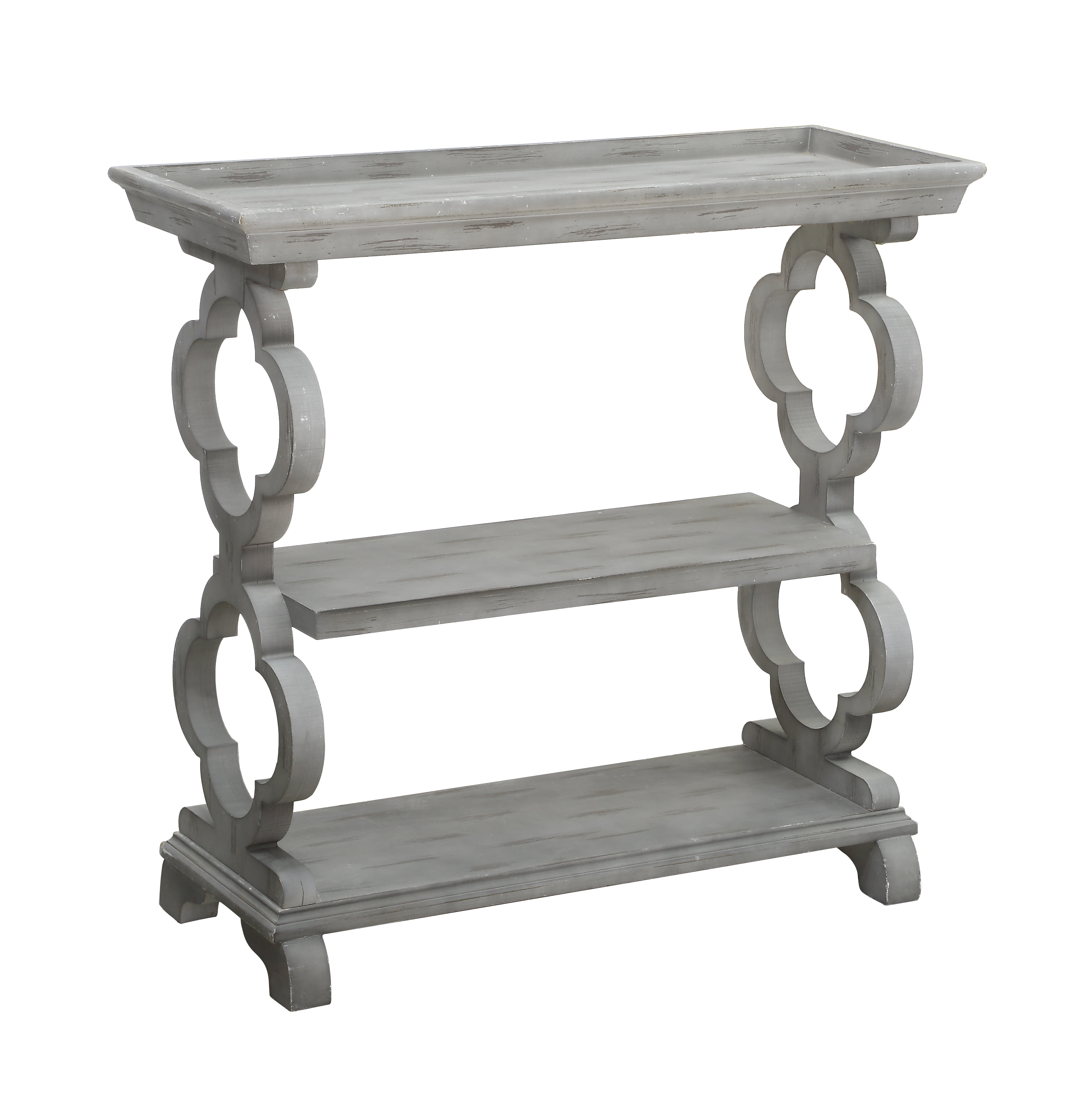 Chelsea Tray Top Grey Quatrefoil Console Table - Walmart.com